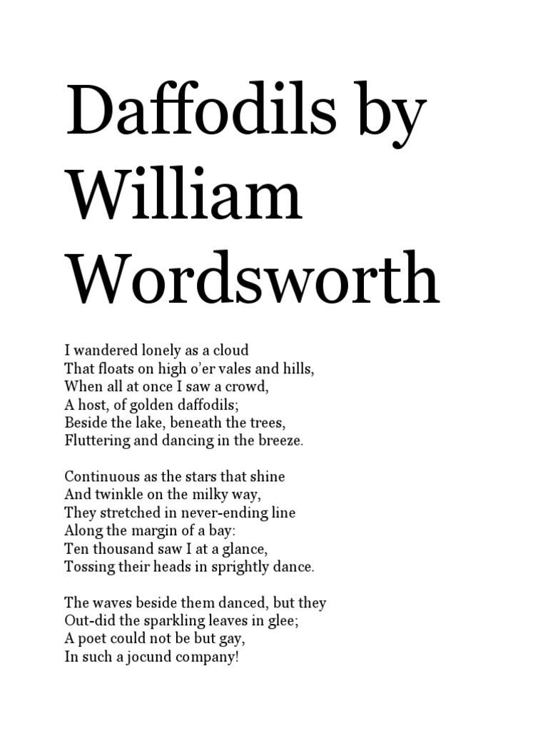 Daffodils by William Wordsworth | PDF | British Poetry | Literary Criticism