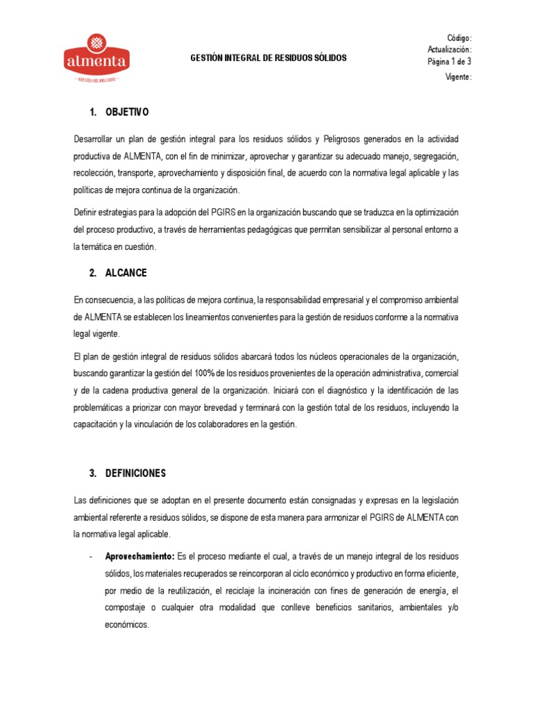 PGIRS | PDF | Gestión de residuos | Residuos