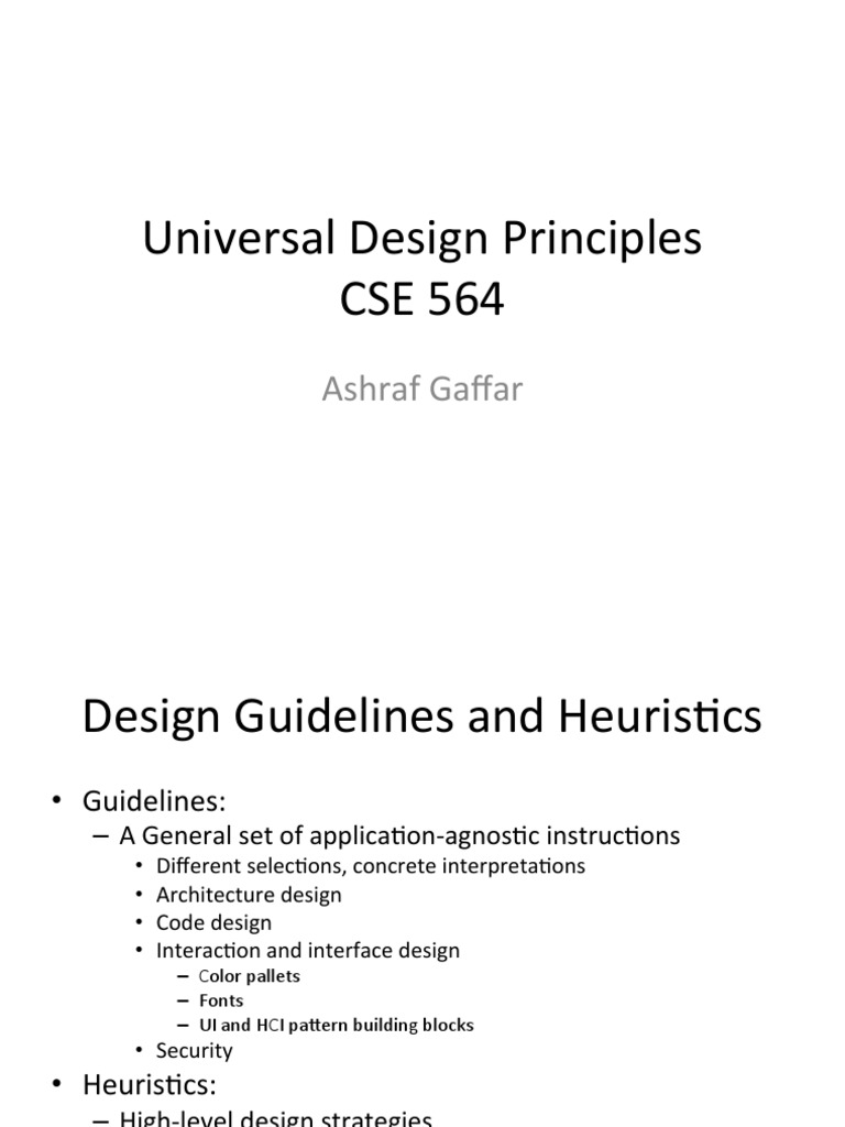 Universal Design Principles Cse 564: Ashraf Gaffar | PDF | Computer ...