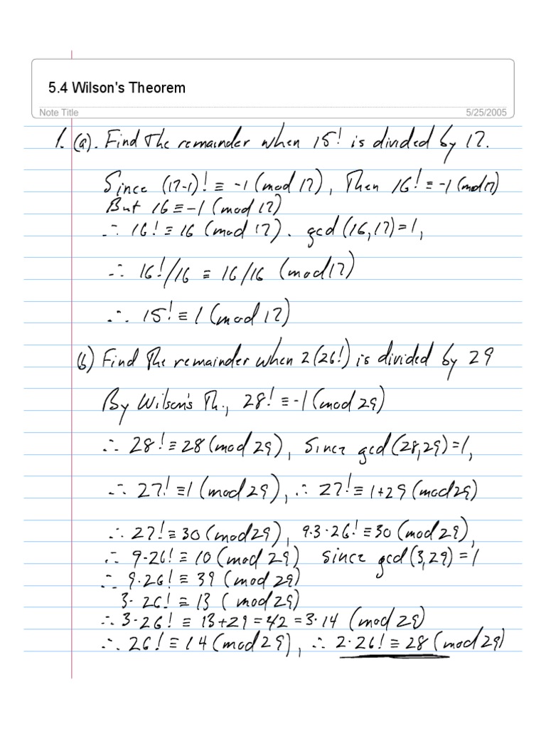 05-4 Wilson's Theorem | PDF