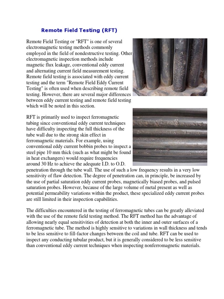 Remote Field Testing (RFT): Theory, Applications, and Signal ...