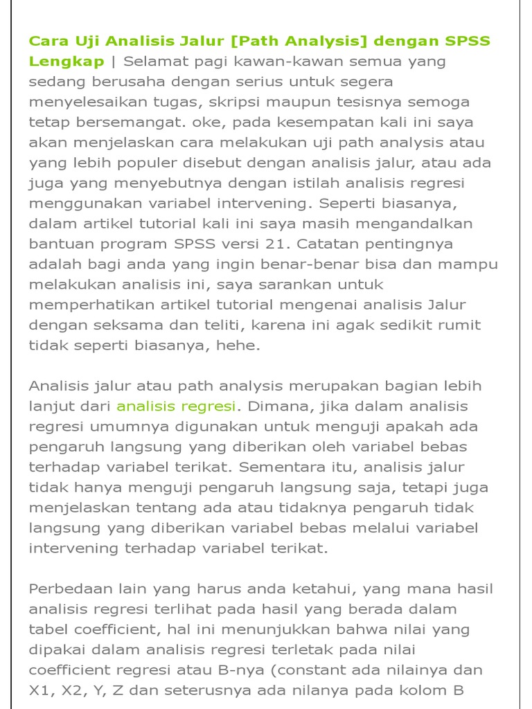 Cara Uji Analisis Jalur (Path Analysis) Dengan SPSS Lengkap - SPSS ...