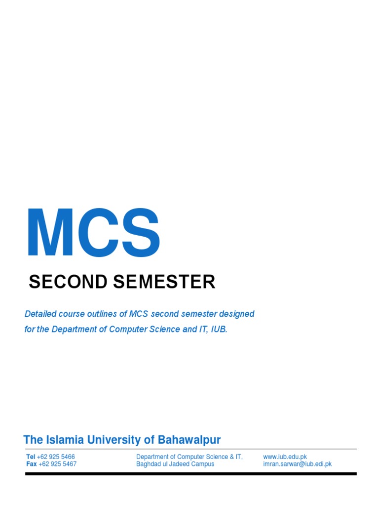 MCS-2nd Semester (1) Course Outline PDF | PDF | Data Transmission ... MCS-2nd Semester (1) Course Outline PDF | PDF | Data Transmission ...