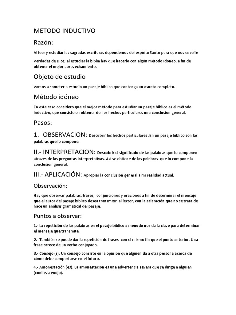 Metodo Inductivo | PDF | Razonamiento inductivo | Biblia