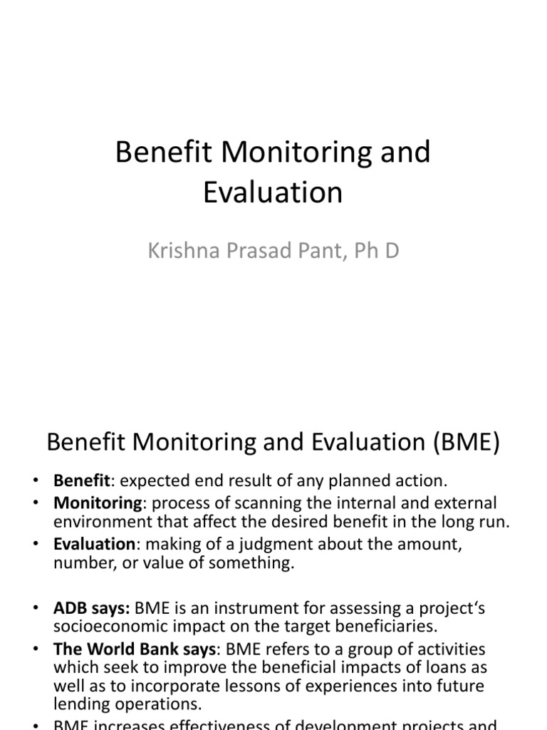 Benefit Monitoring and Evaluation | PDF | Goal | Evaluation