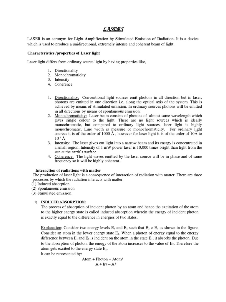 Laser Notes 2017-1 | PDF | Laser | Holography