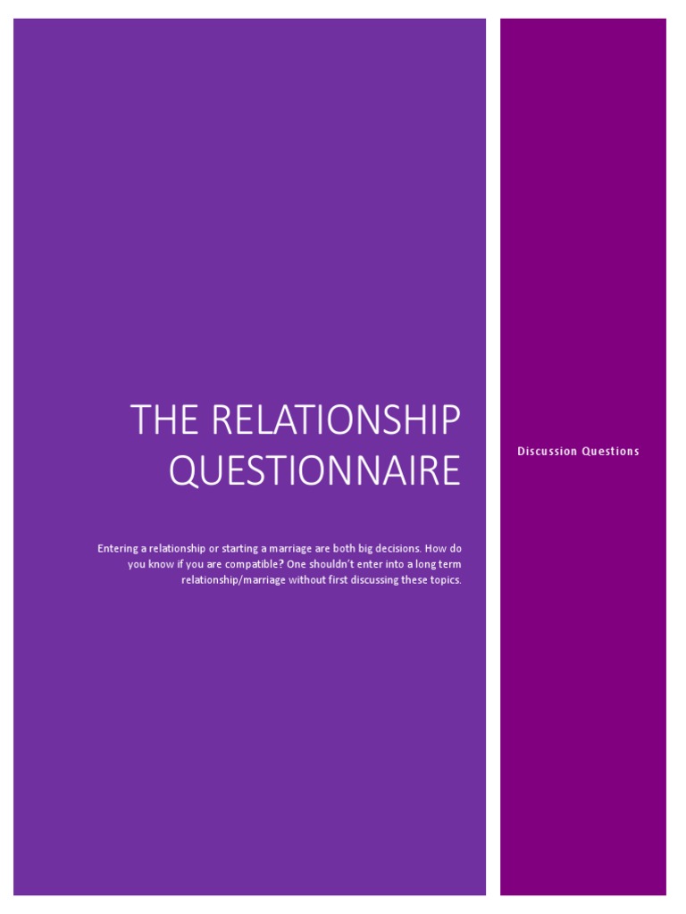 The Relationship Questionnaire | PDF | Marriage | Family