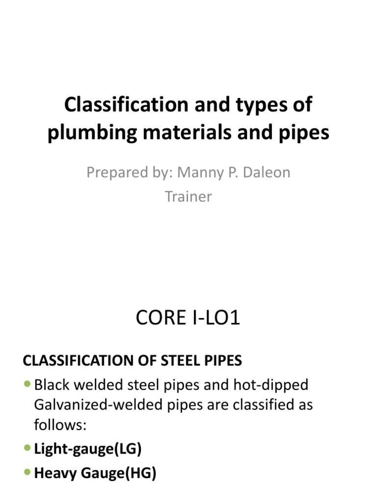 Plumbing Materials and Pipe Classification | PDF | Polyvinyl Chloride ...