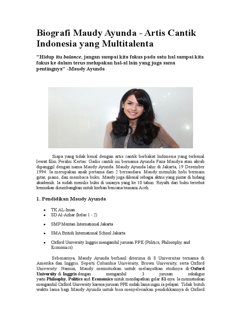 Biografi Maudy Ayunda | PDF