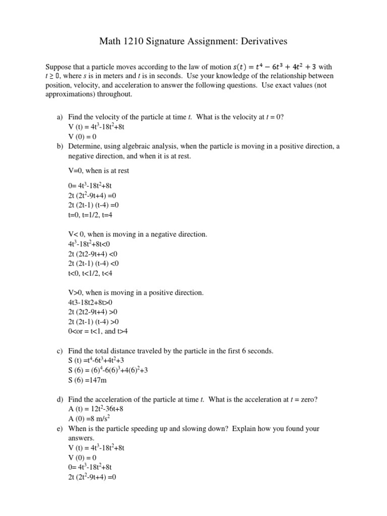 Math 1210 Project 1 | Download Free PDF | Acceleration | Velocity