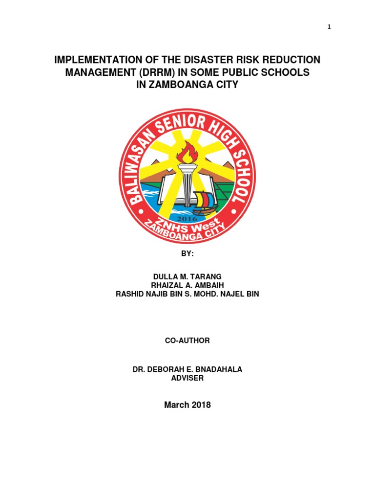 DRRM Implementation in Zamboanga Schools | PDF | Disaster Risk Reduction | Emergency Management