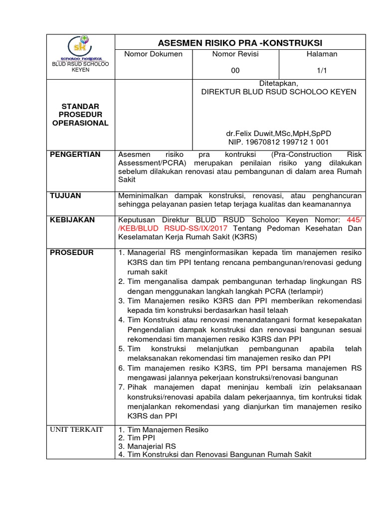 Spo Asesmen Risiko Pra Konstruksi (Pcra) | PDF