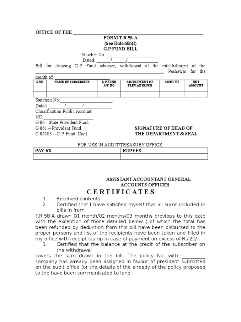 TR 58 Form For GP Fund | PDF