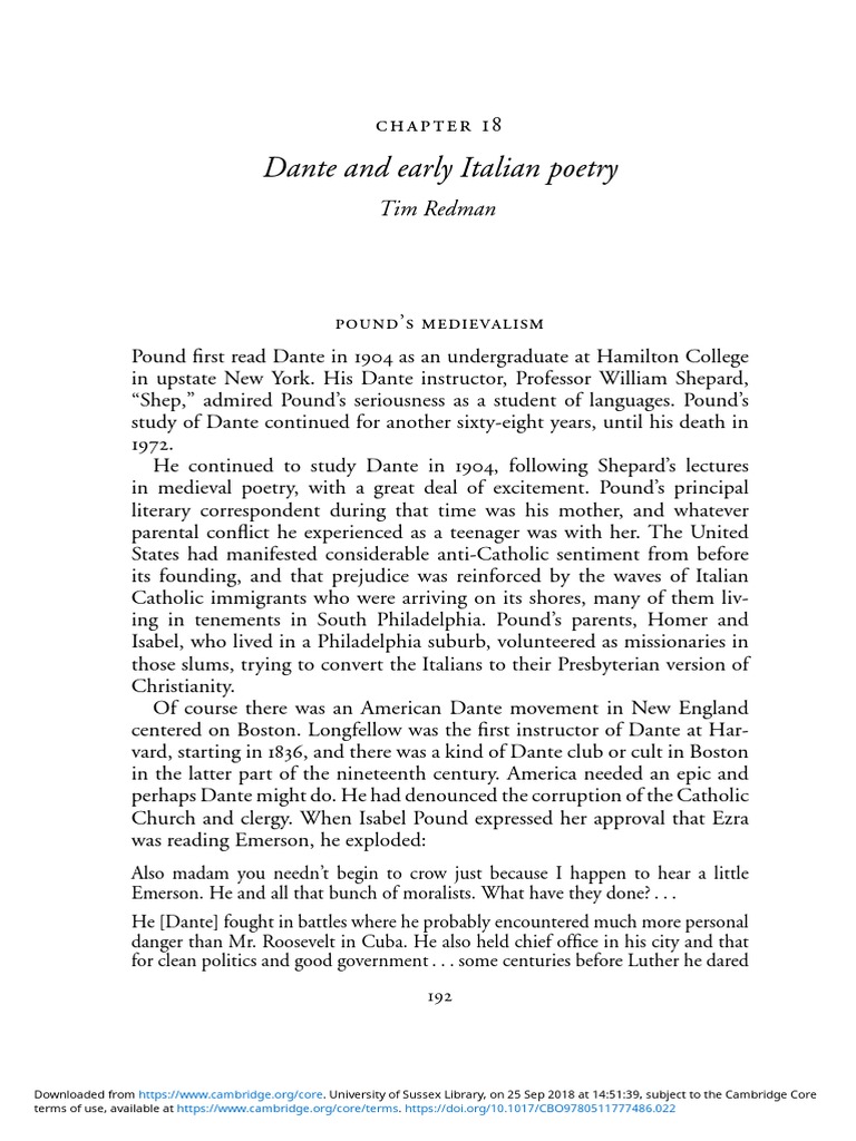 Dante and Early Italian Poetry | PDF | Divine Comedy | Dante Alighieri