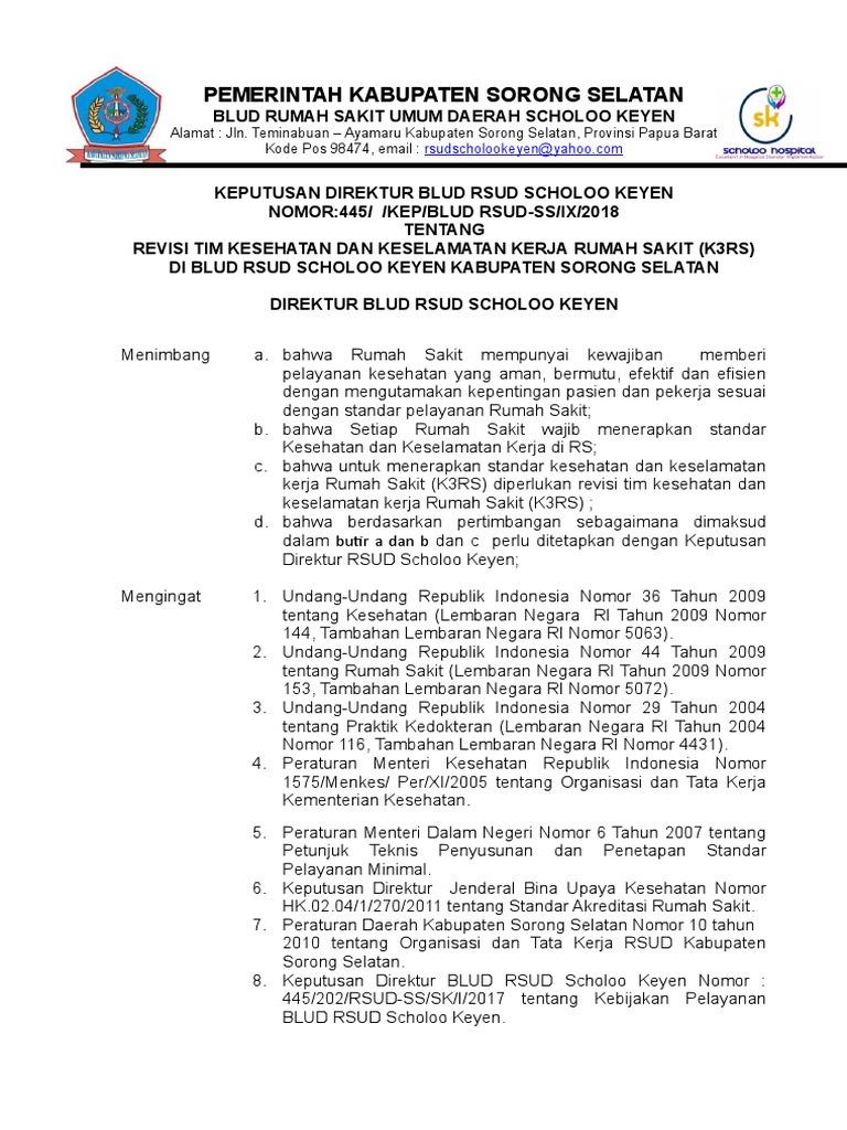 SK Penunjukan Tim k3rs - Fix | PDF