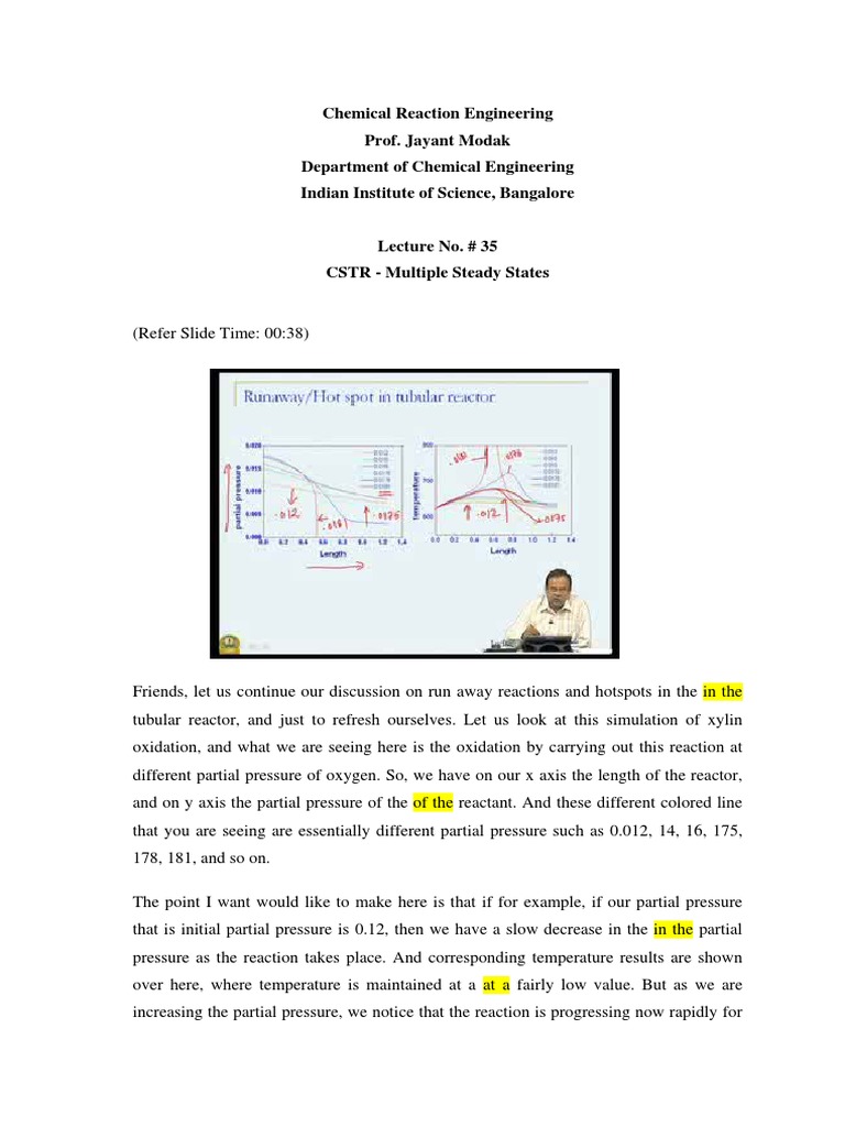 Chemical Reaction Engineering Prof. Jayant Modak Department of Chemical ...