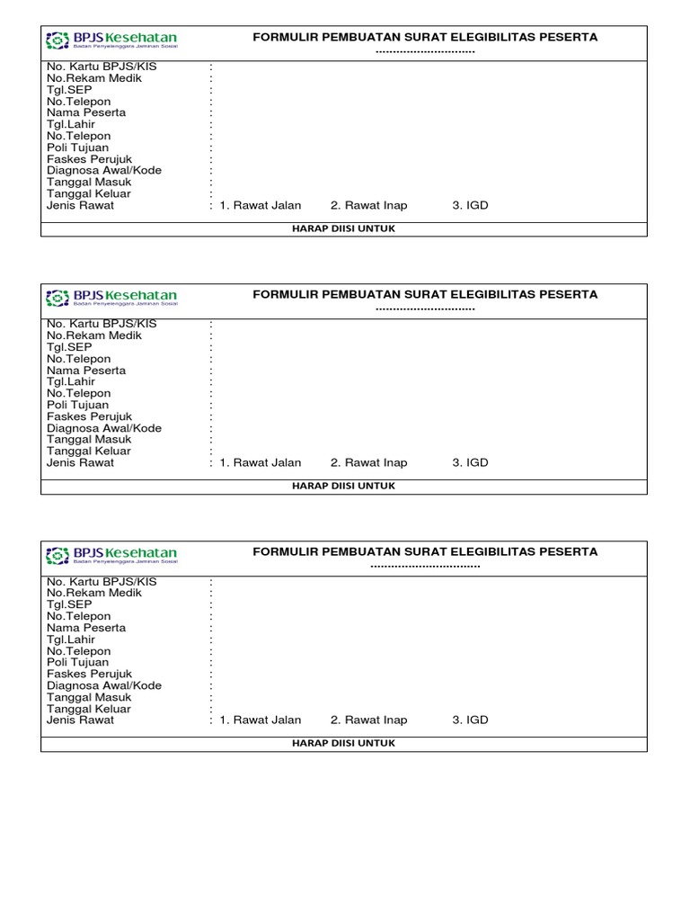 FORM Pembuatan SEP | PDF
