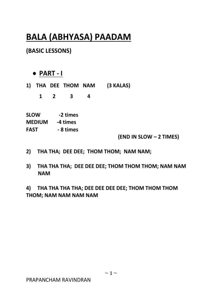 Basic Konnakol Lessons | PDF