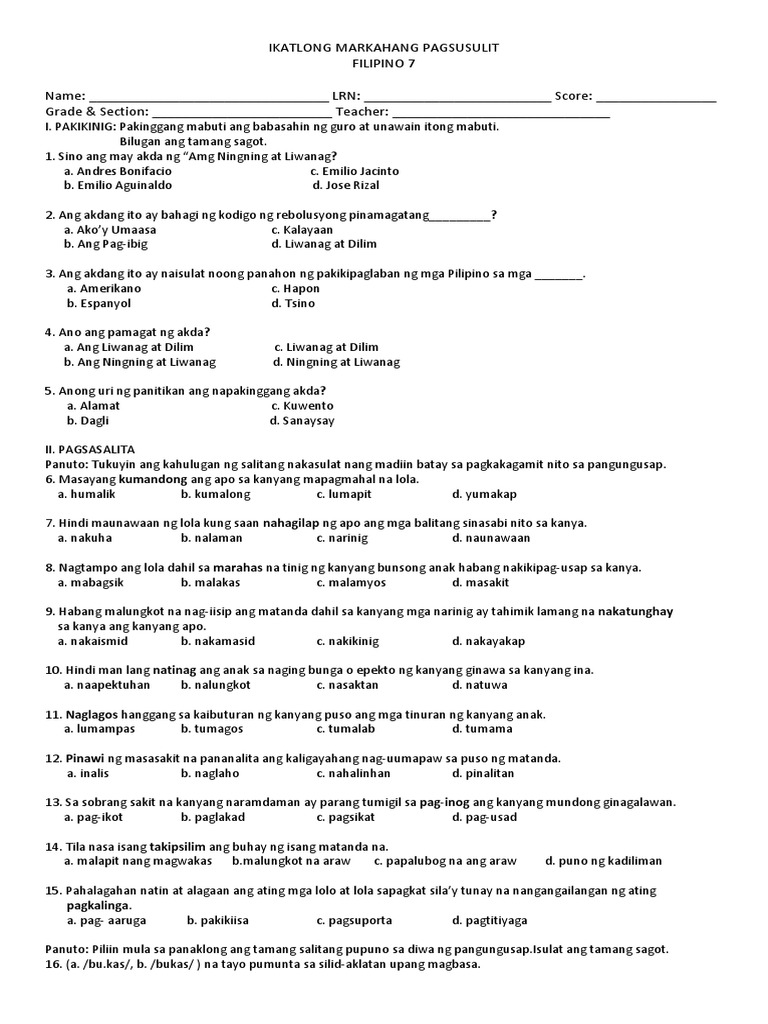 3rd Quarter Fil 7 | PDF