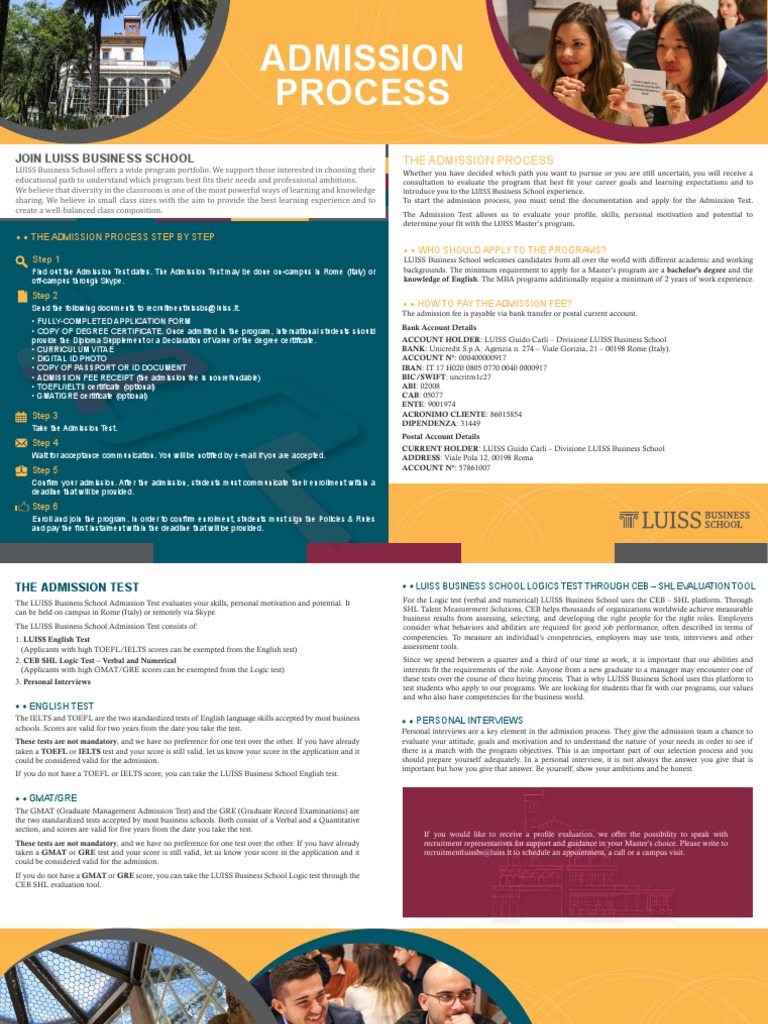 LUISSBusiness Admission Process | PDF | Graduate Record Examinations | Graduate Management ...