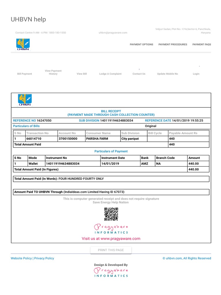 UHBVN | PDF | Receipt | Payments