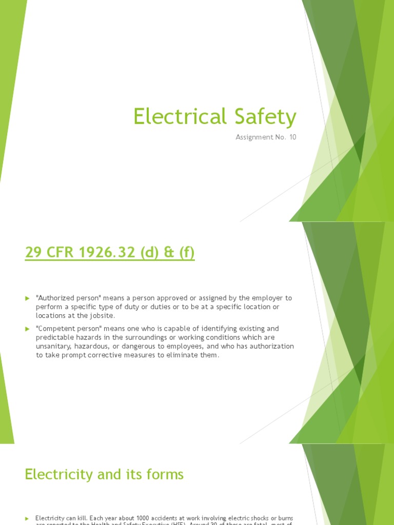 Electrical Safety: Assignment No. 10 | PDF | Insulator (Electricity ...