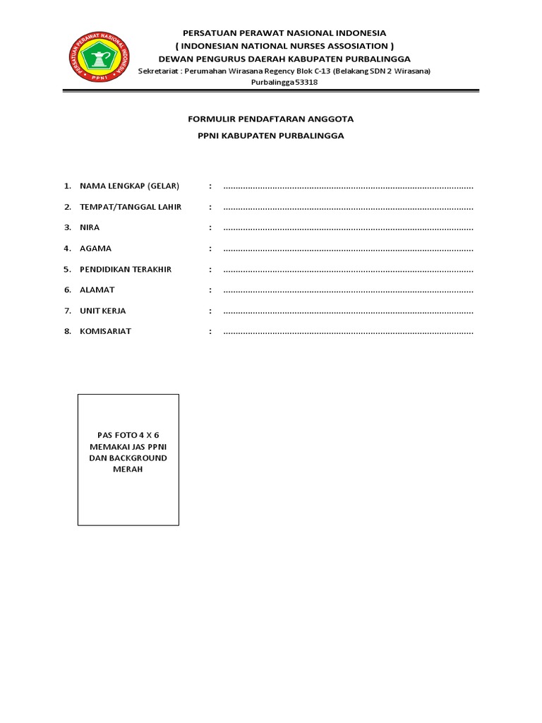 Formulir Keanggotaan PPNI | PDF