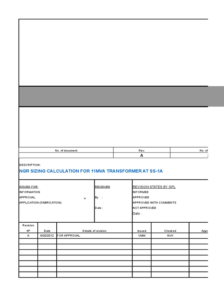 NGR Sizing Calculation-MURALI | PDF | Volt | Resistor