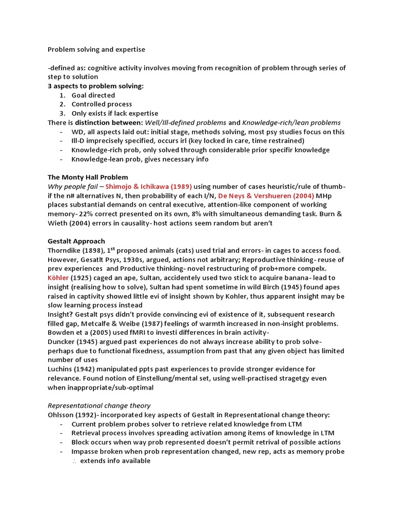 3 Aspects To Problem Solving:: Why People Fail | PDF | Insight | Expert