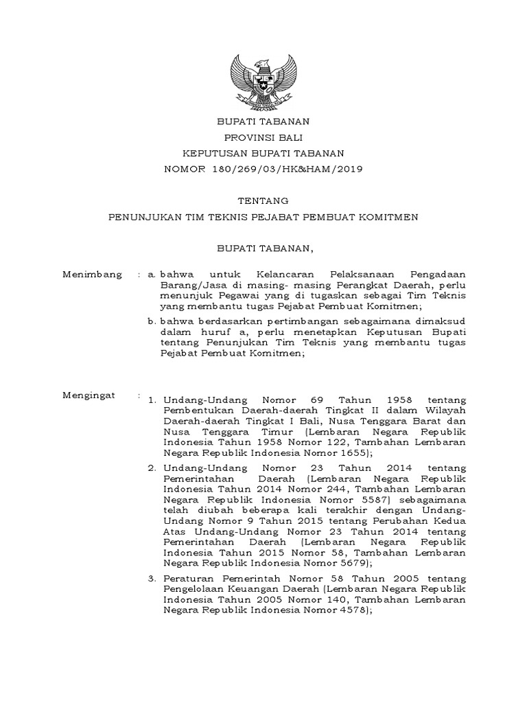 SK Tim Teknis PPK 2019-1 | PDF