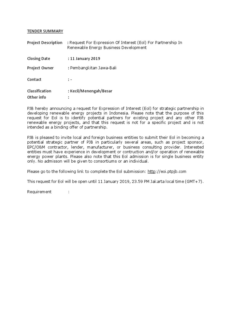 Info Tender 20122018 | PDF | Business