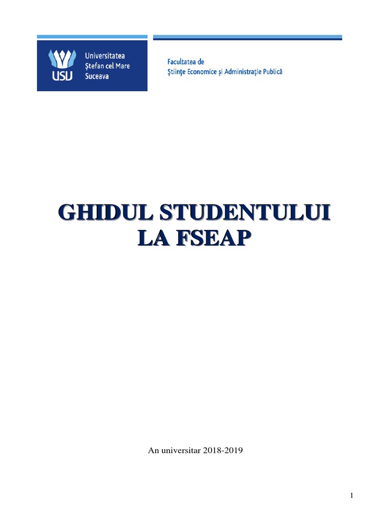 Ghidul Studentului FSEAP 2018-2019 PDF | PDF