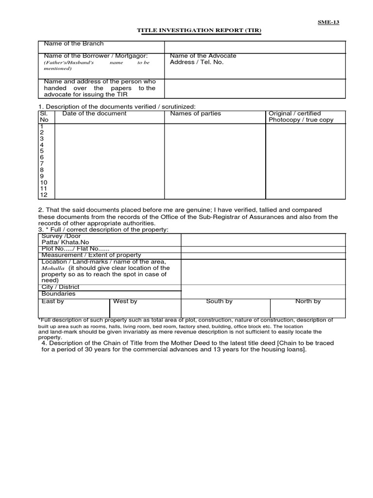 Sme13 Title Investigation Report | PDF | Mortgage Law | Deed