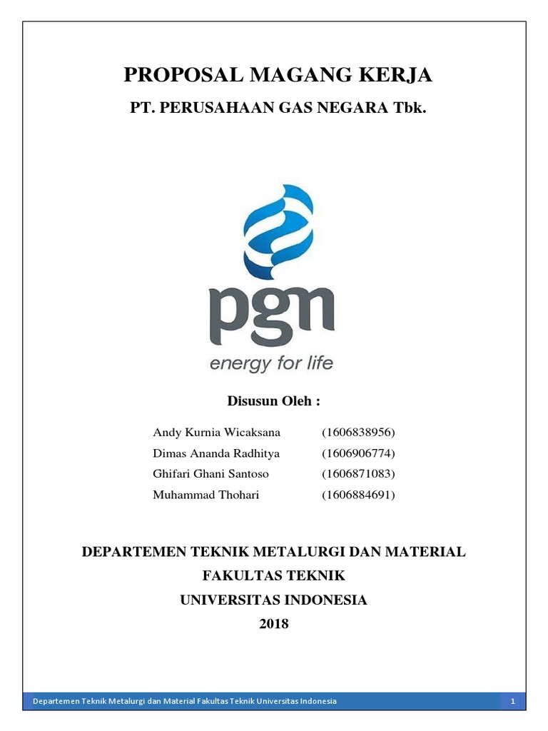 Proposal Pengajuan Magang PT. PGN TBK PDF | PDF