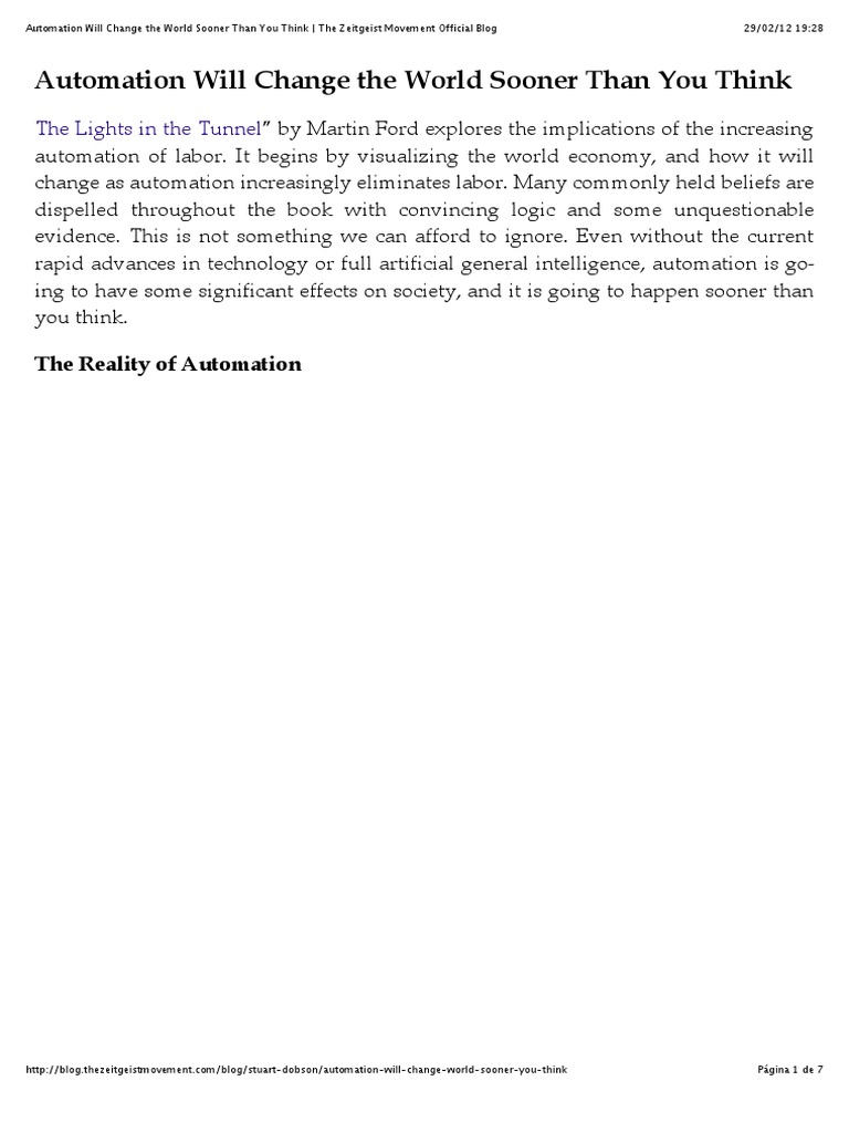 Impact of Automation on Future Economy | PDF | Automation | Labour ...