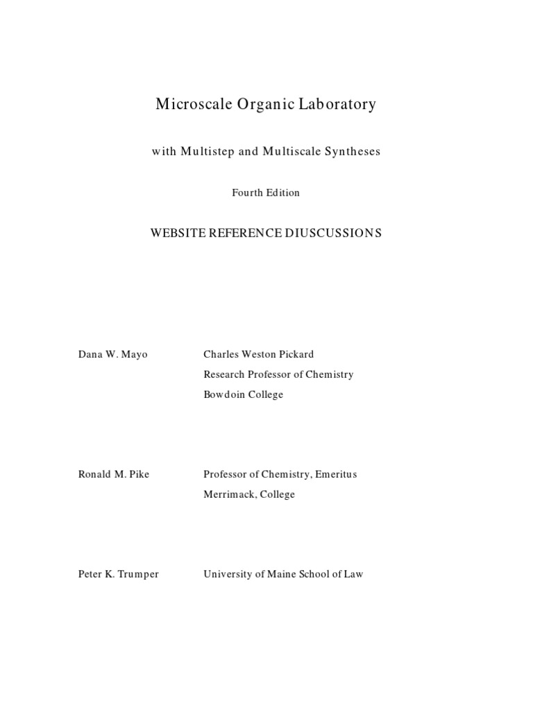Microscale Organic Laboratory PDF | PDF | Distillation | Pressure Measurement