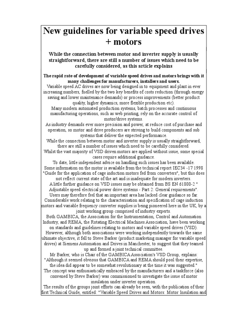 Guide For VFD | PDF | Electric Motor | Alternating Current