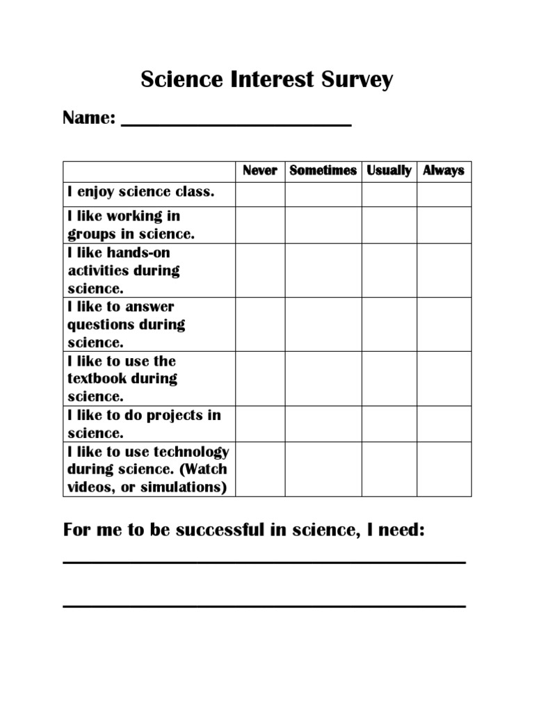 Science Interest Survey | PDF