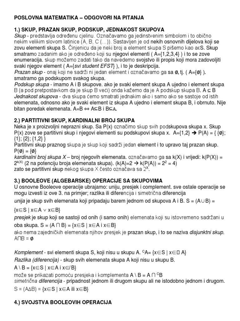 Poslovna Matematika - Skripta | PDF