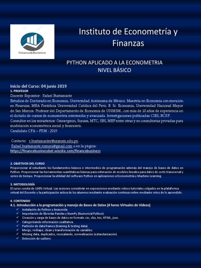 Python Aplicado A La Econometria | PDF | Econometría | Máquinas de ...