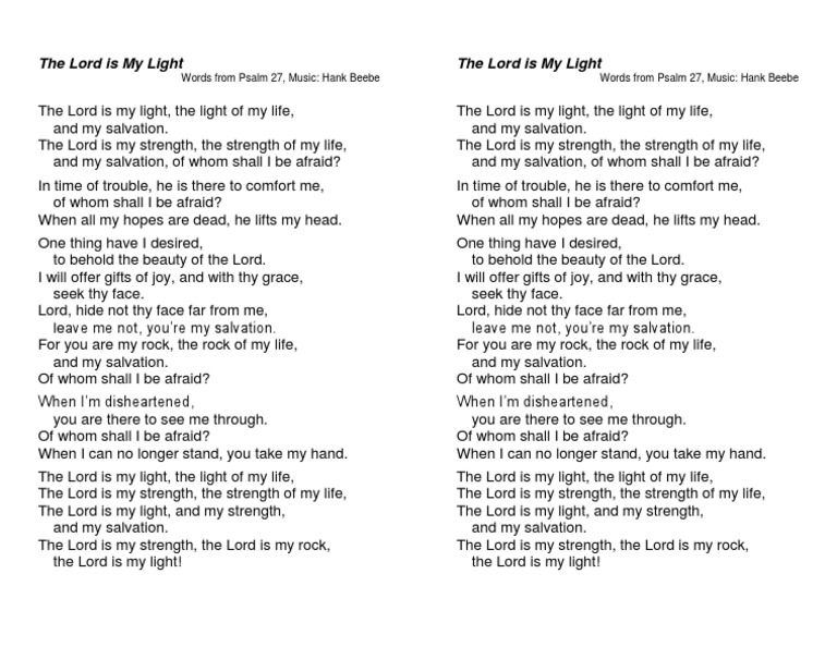 18 01 (Jan) 28 - The Lord Is My Light - Words-1 | PDF | Religious ...