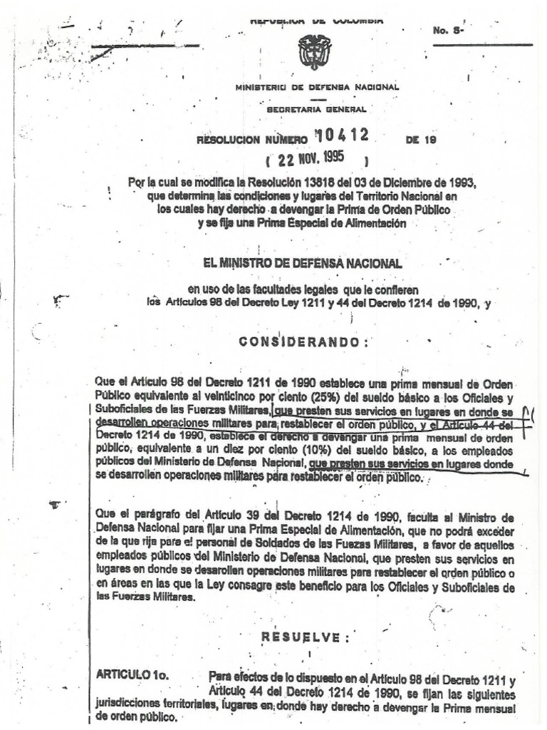 Resolucion 10412 Prima de Orden Publico PDF | PDF