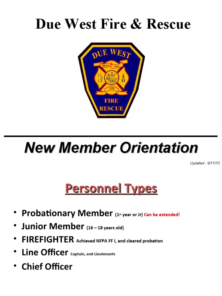 DUE WEST FIRE RESCUE New Firefighter Template | PDF | Firefighter ...