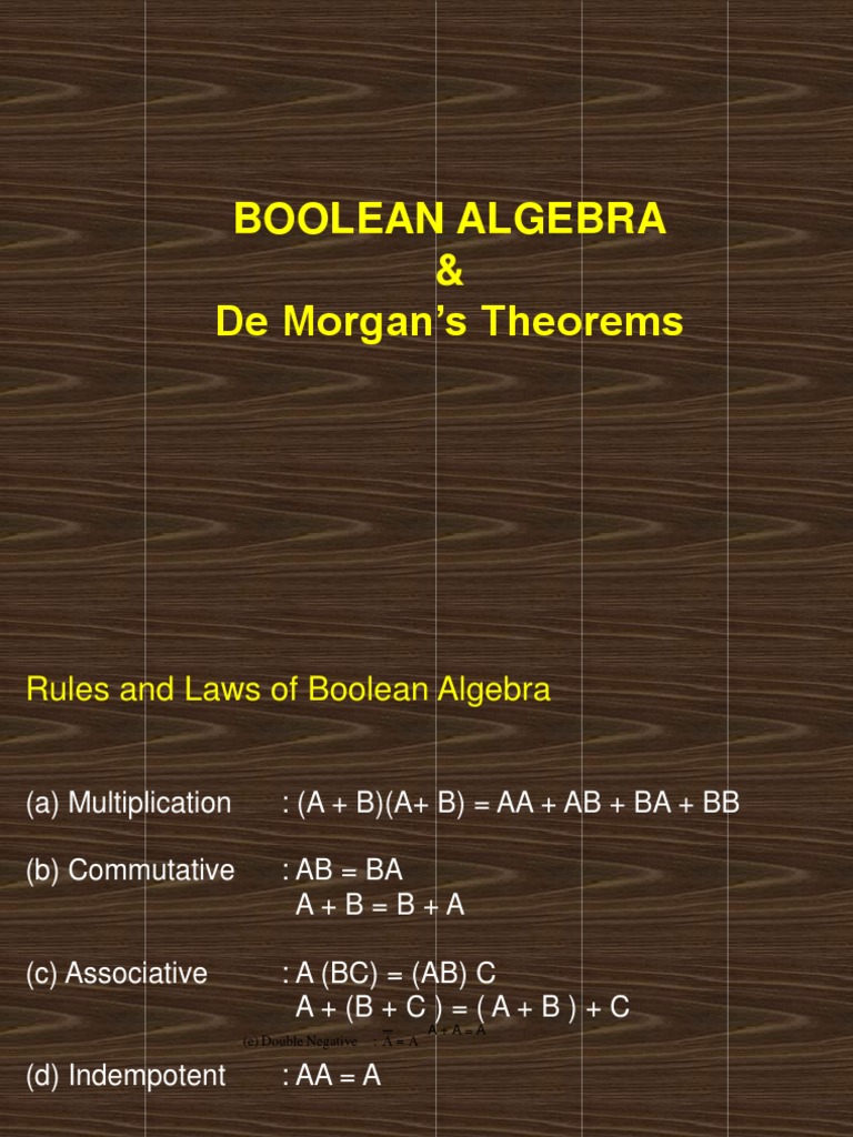Boolean Algebra & De Morgan's Laws | PDF