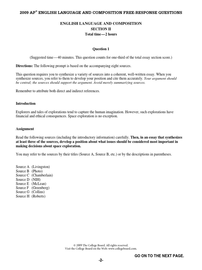 Ap09 FRQ English Language | PDF | National Institutes Of Health | Wellness