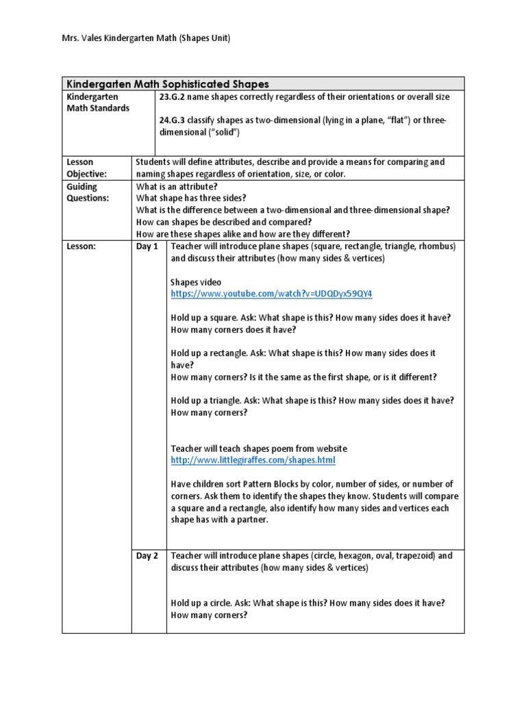 Shapes Unit Plan | Download Free PDF | Shape | Rectangle