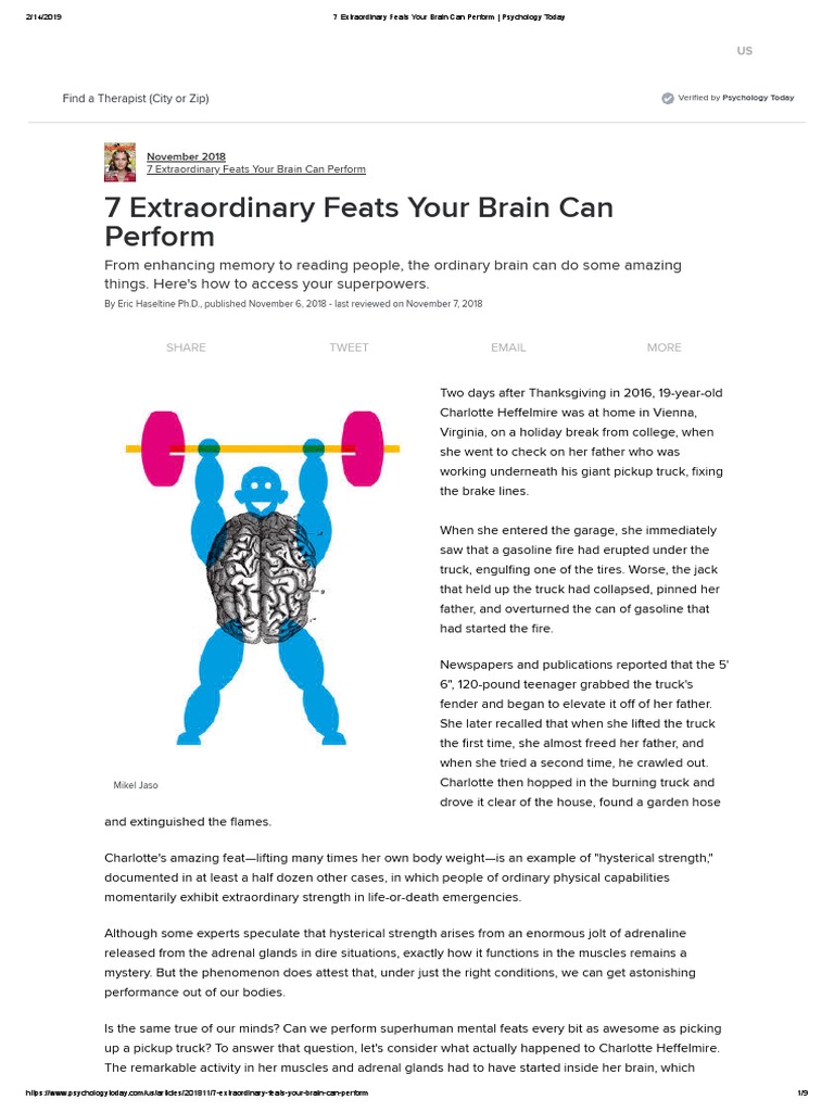 7 Extraordinary Feats Your Brain Can Perform - Psychology Today | PDF ...