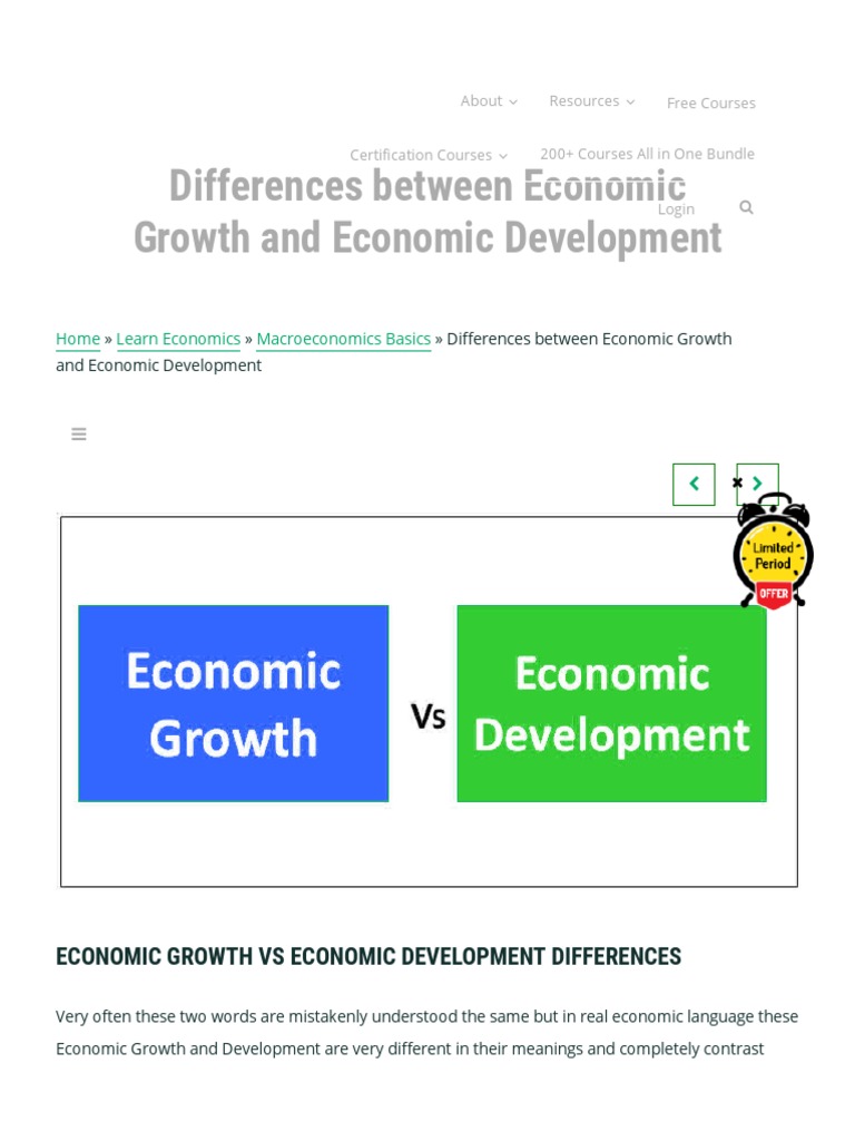 Economic Growth vs Development Differences | PDF | Economic Development ...
