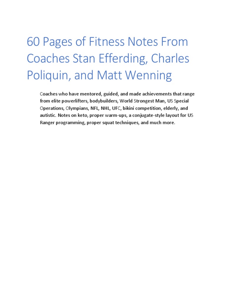 60 Pages of Fitness Notes - A Collection PDF | PDF | Weight Training ...