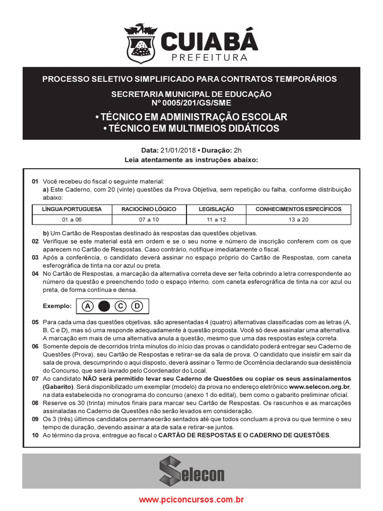 Prova Selecon | PDF | Teclado de computador | Planejamento